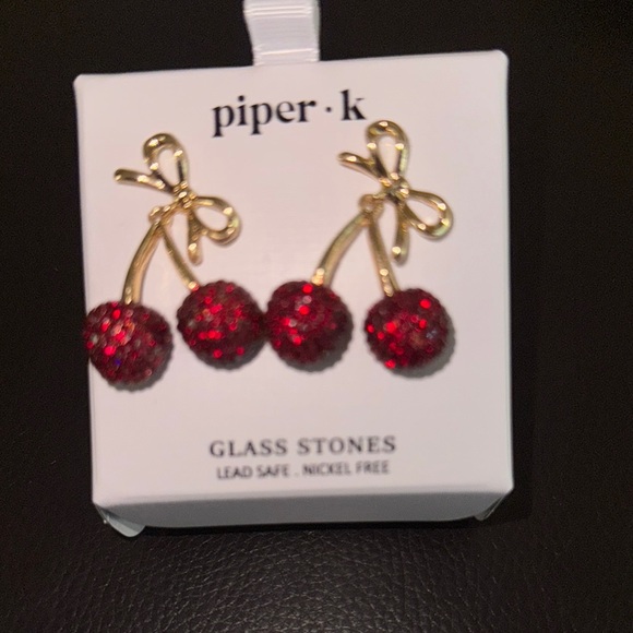 Piper K | Accessories | Piper K Sparkling Cherry Earrings | Poshmark